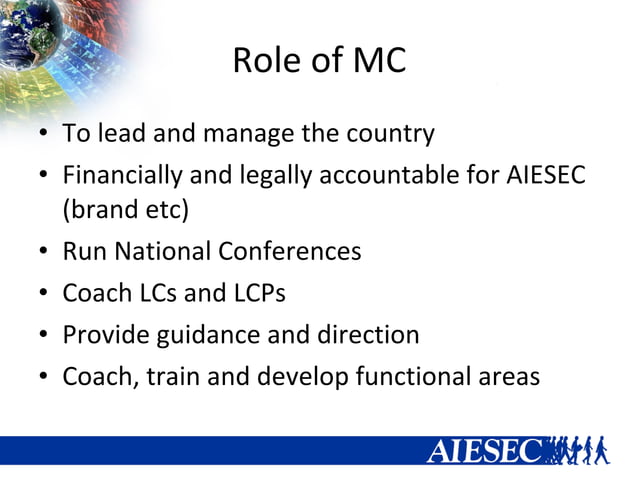 Aiesec structure | PPT | Business | Business and Finance