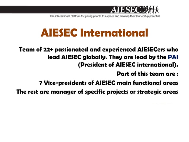 AIESEC structure | PPTX | Large Business | Business
