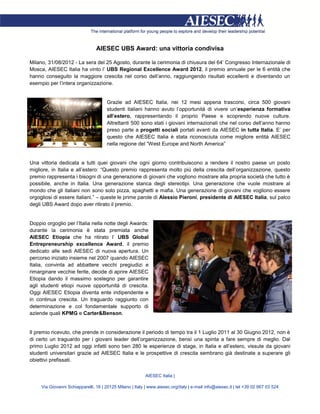 Aiesec ubs award una vittoria condivisa | PDF