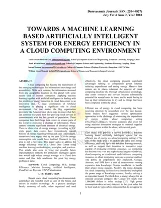 TOWARDS A MACHINE LEARNING BASED ARTIFICIALLY INTELLIGENT SYSTEM FOR ENERGY EFFICIENCY IN A ...