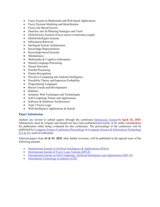 13th International Conference of Artificial Intelligence and Fuzzy ...