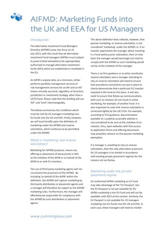 AIFMD: Marketing funds into the UK and EEA for US managers | PDF