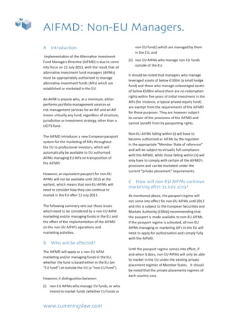Aifmd and non eu managers - cummings final | PDF | Private Equity ...