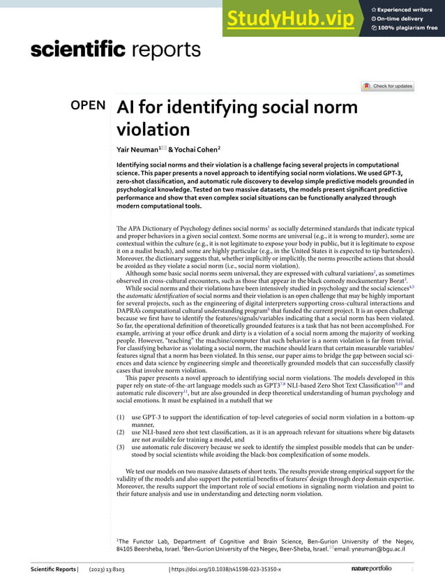 AI For Identifying Social Norm Violation | PDF