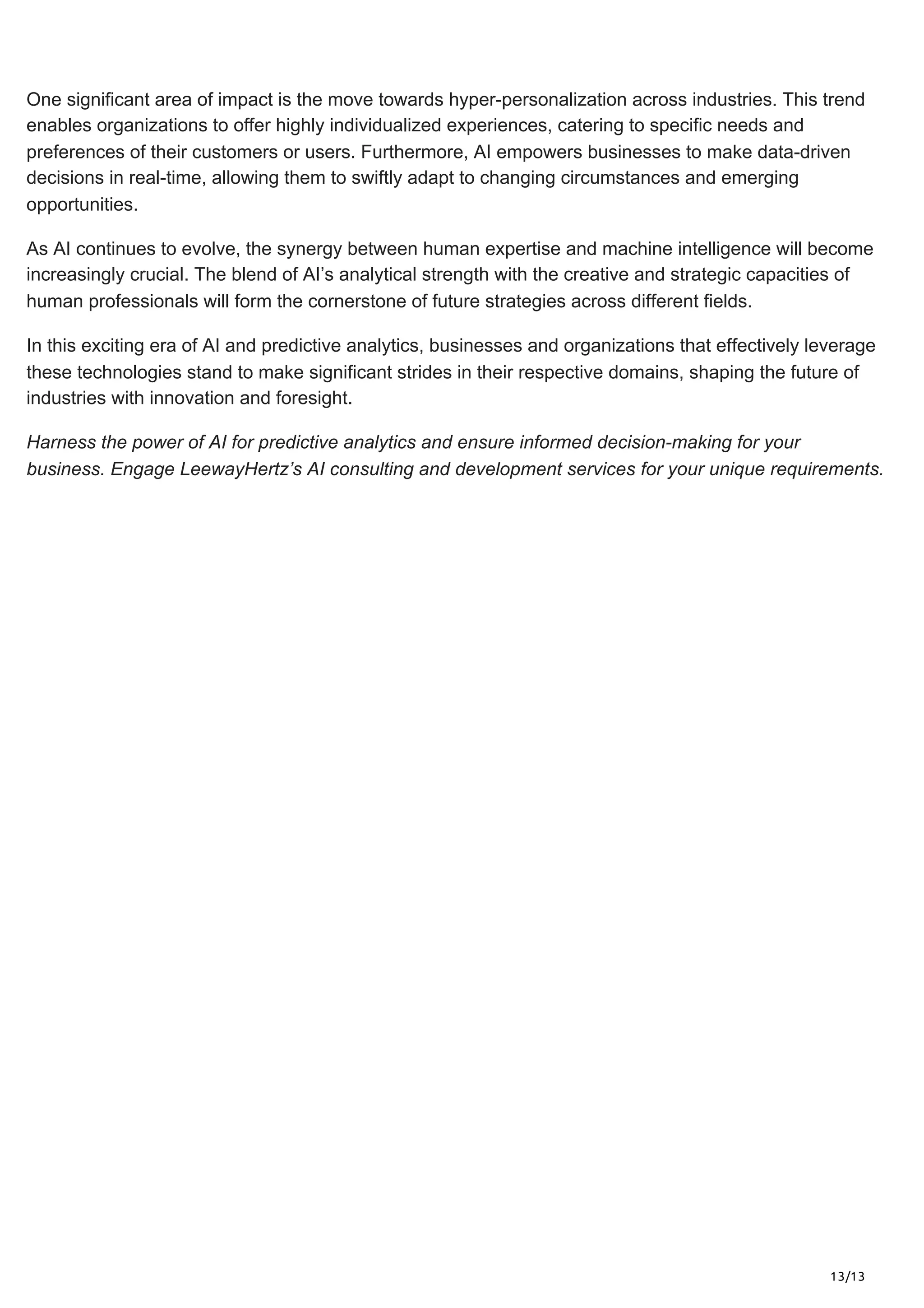 Ai In Predictive Analytics Transforming Data Into Foresight Pdf