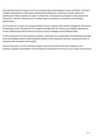 AI IN PREDICTIVE ANALYTICS: TRANSFORMING DATA INTO FORESIGHT | PDF