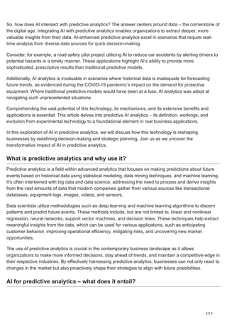 AI IN PREDICTIVE ANALYTICS: TRANSFORMING DATA INTO FORESIGHT | PDF