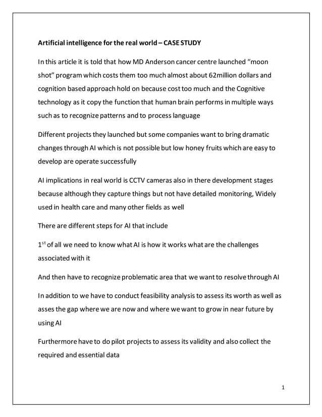 Ai for real world case study | DOCX