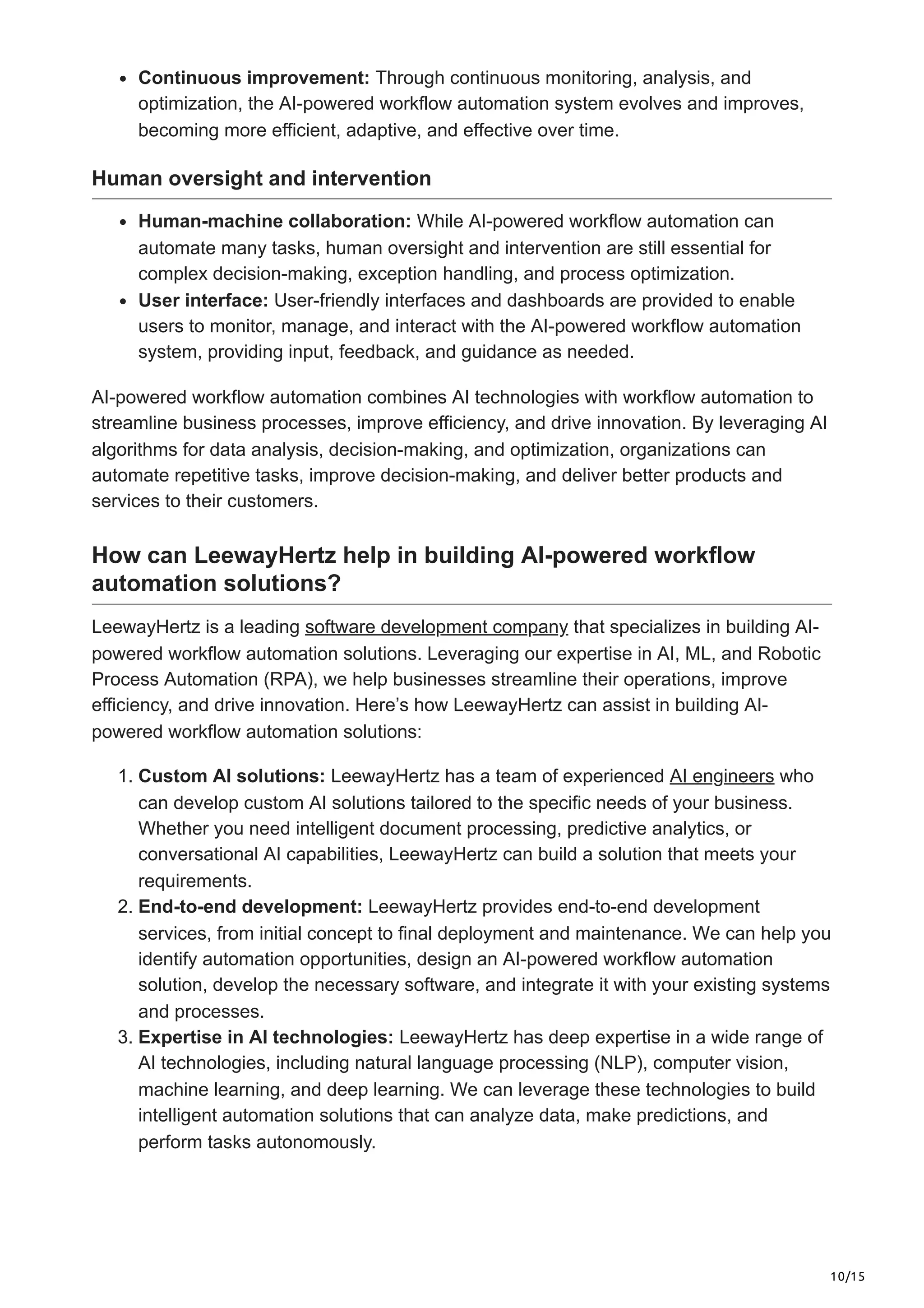 Ai For Workflow Automation Use Cases Applications Benefits And Developmentpdf