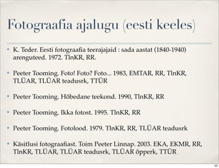 Fotograafia ajalugu, 1. loeng | PDF