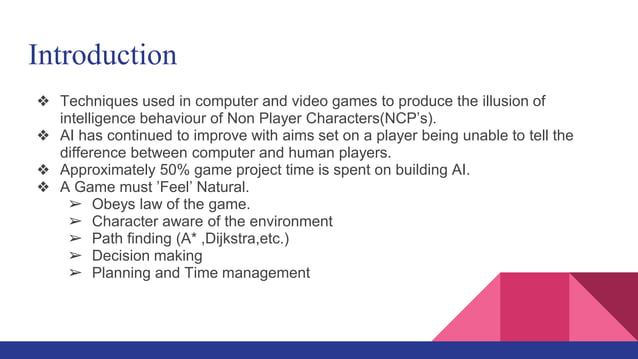 Artificial Intelligence gaming techniques | PPT