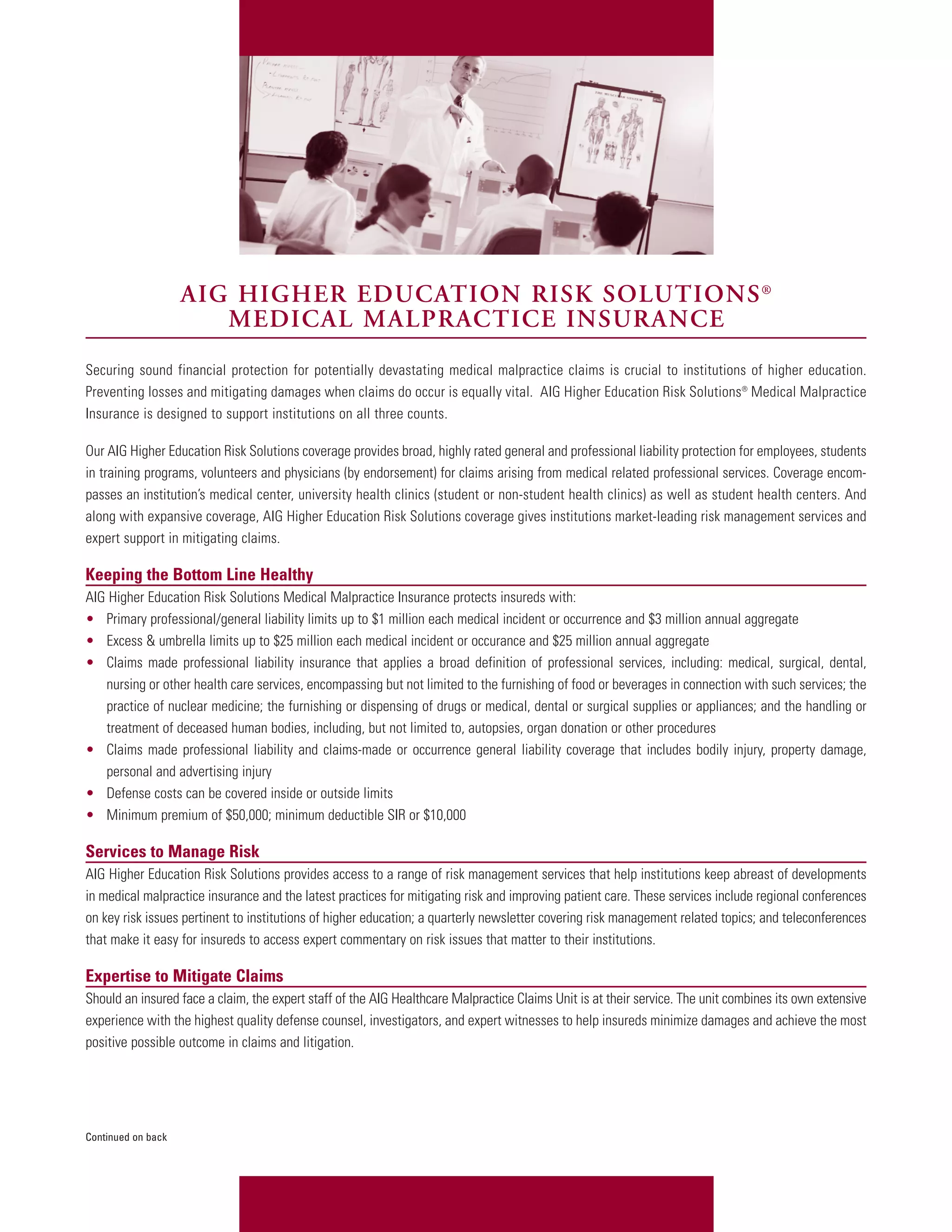 Aig Higher Education Risk Solutions Medical Malpractice Insurance ...