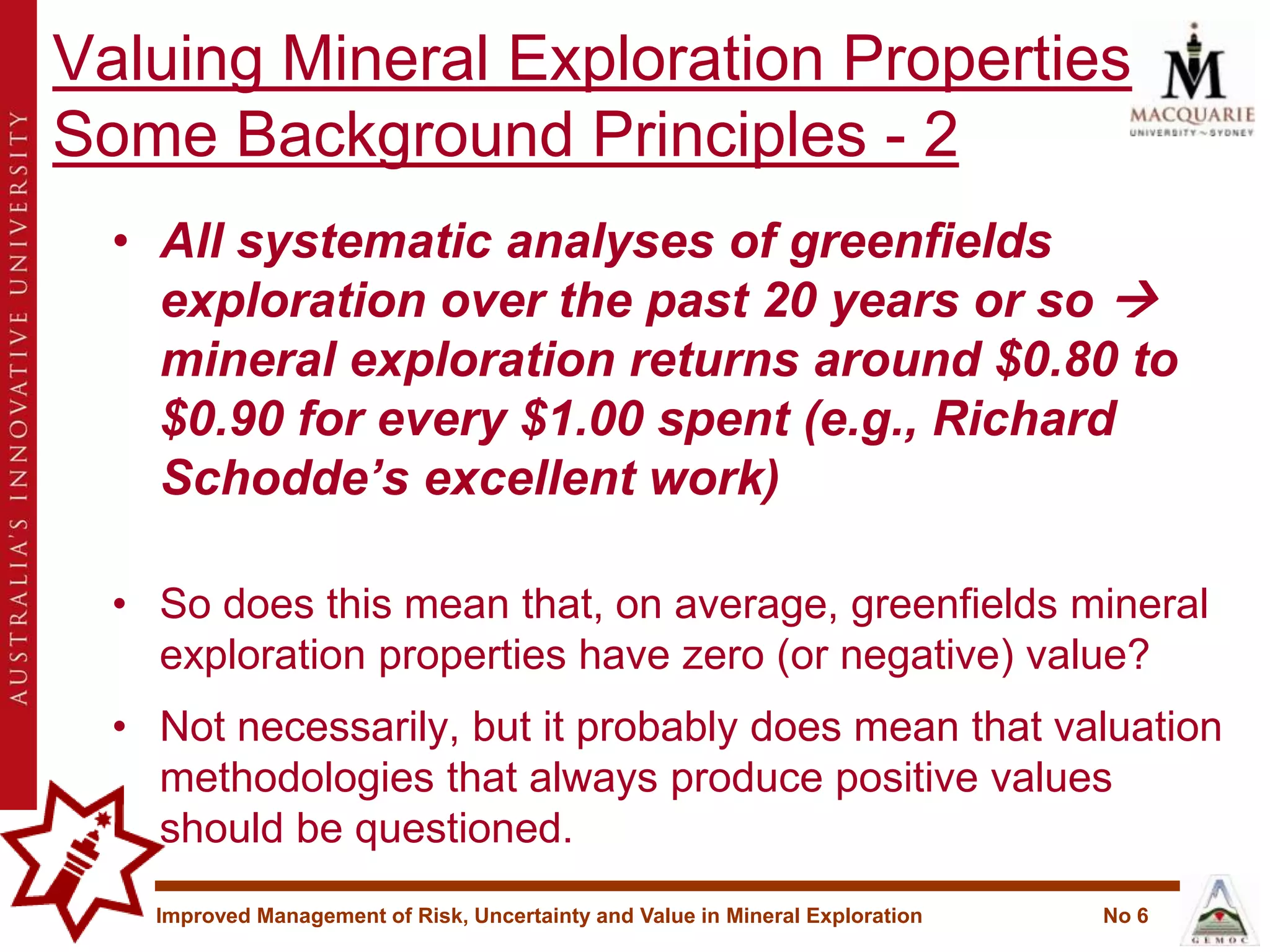 AIG Seminar On Mineral Valuations Perth 2009 | PPTX