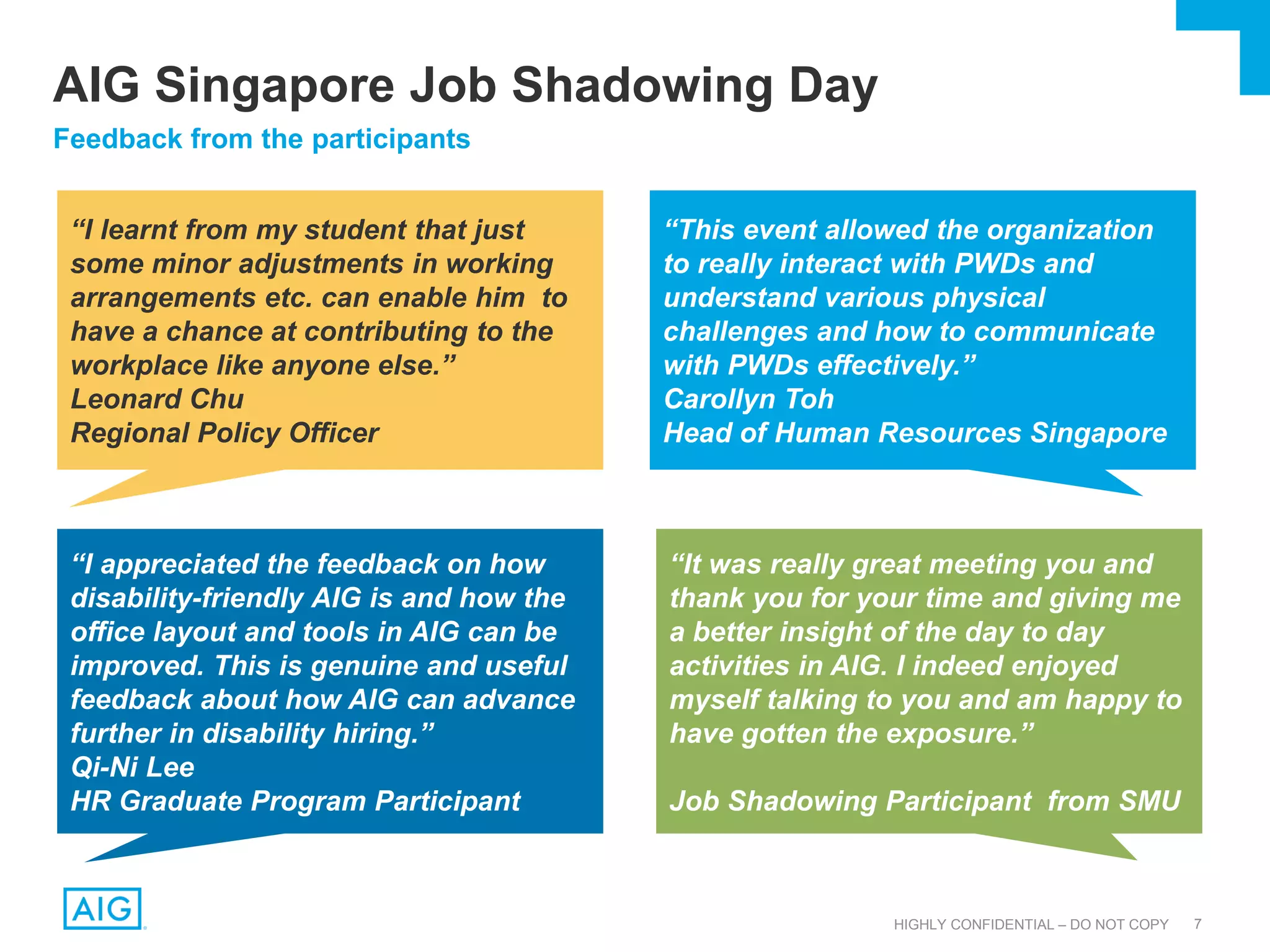 AIG Singapore’s Job Shadowing Day: A Company’s Perspective | PPT