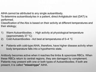 Autoimmune hemolytic anemia in children ppt | PPTX
