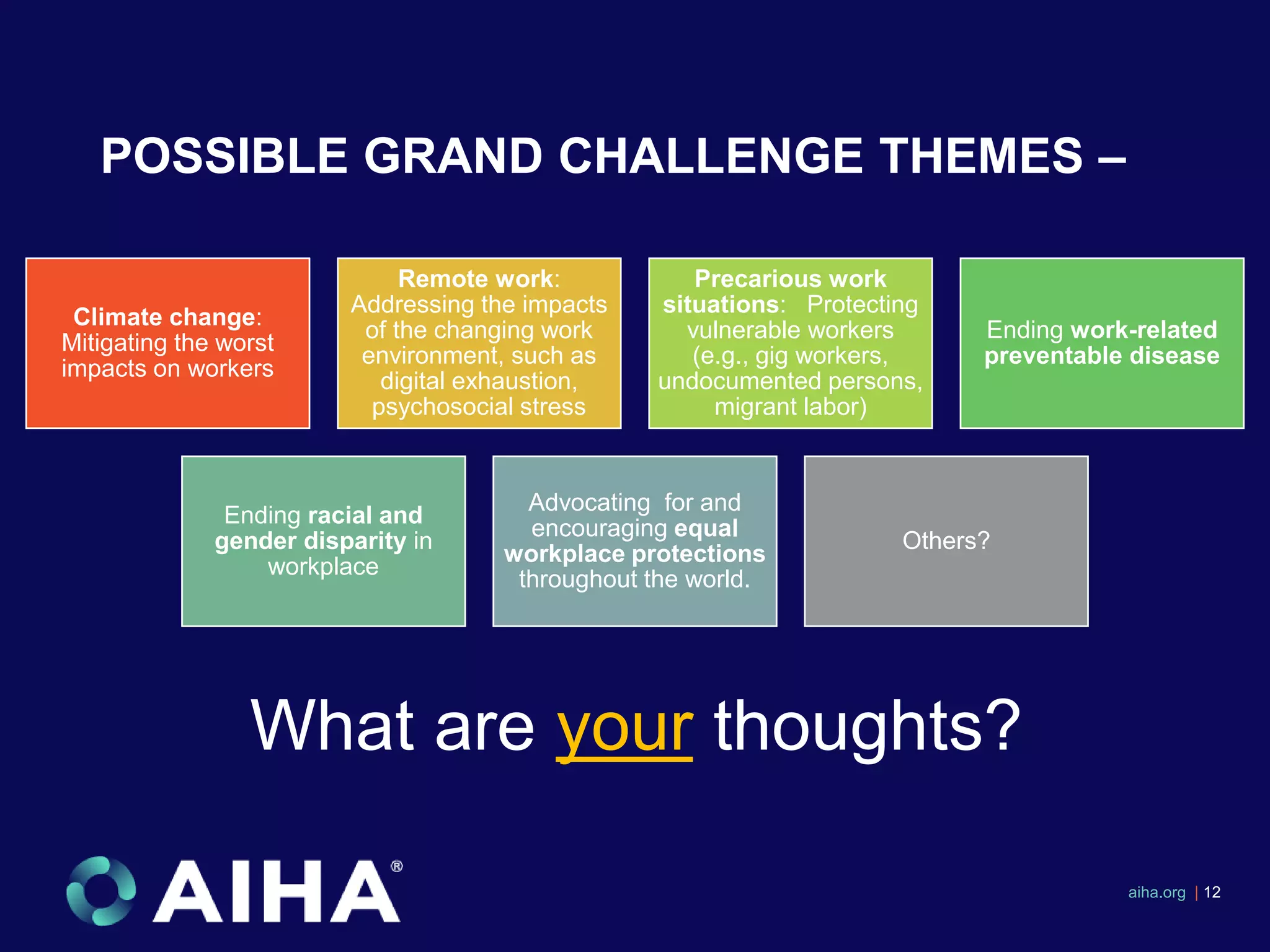 AIHA's Grand Challenges Project Overview | PPTX | Career Advice | Careers