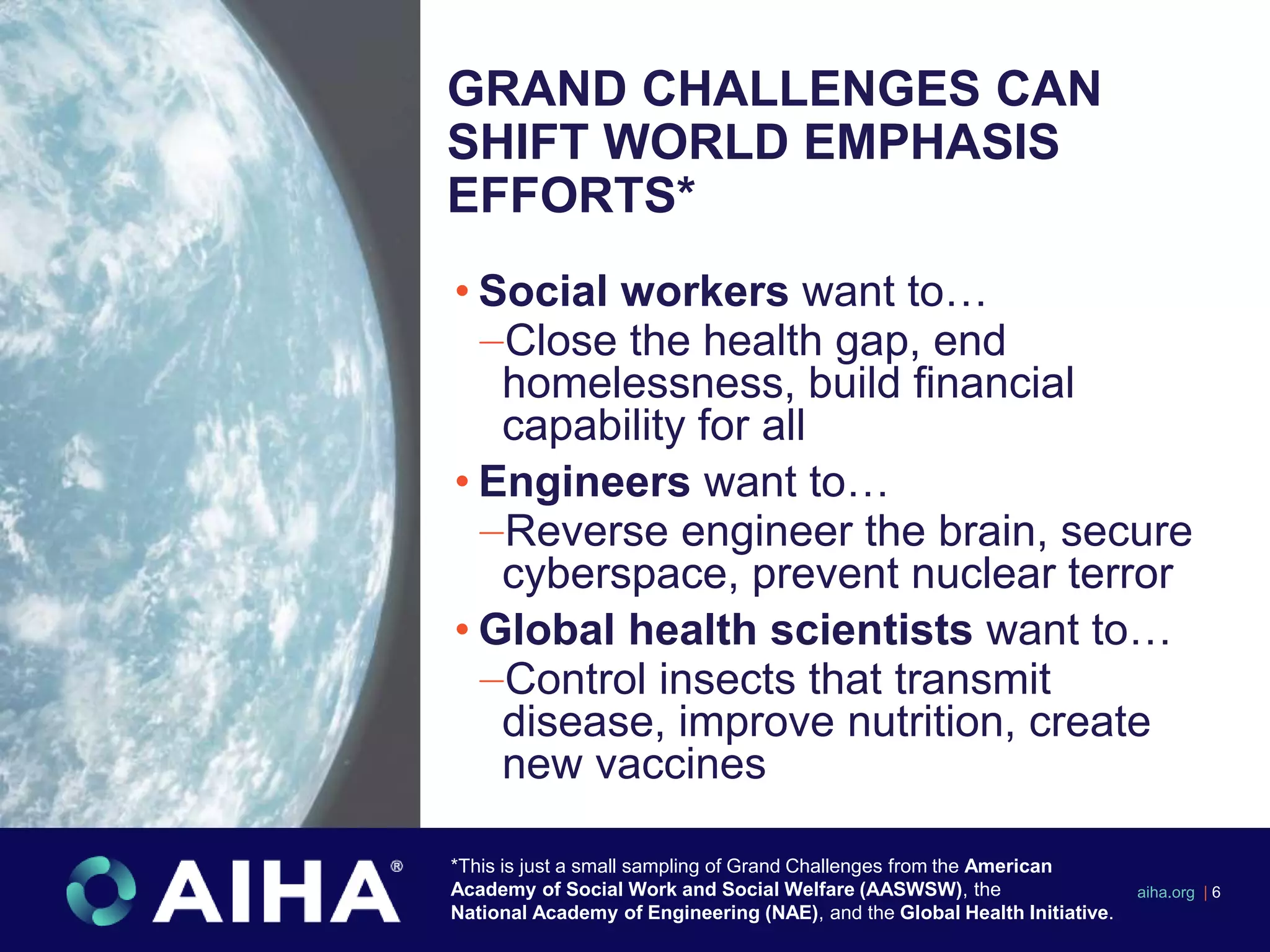 AIHA's Grand Challenges Project Overview | PPTX | Career Advice | Careers