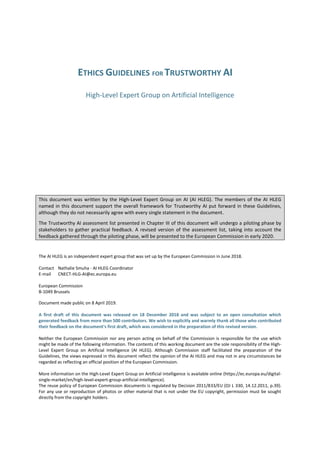 EU Ethics guidelines for trustworthy AI | PDF