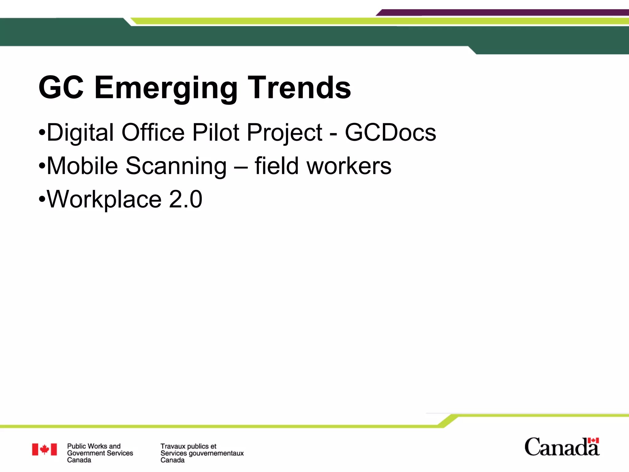 Document Imaging Initiatives in Government of Canada - PWGSC - October ...
