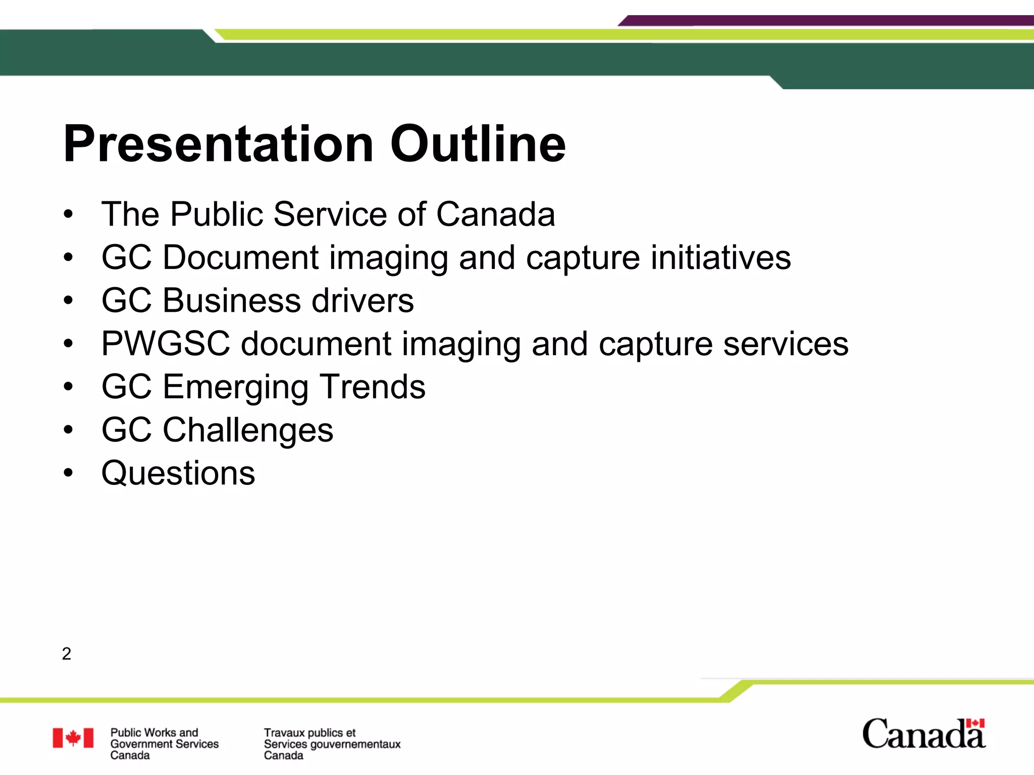 Document Imaging Initiatives in Government of Canada - PWGSC - October ...