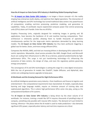 AI Impact on Data Center GPU Industry Trends | PDF