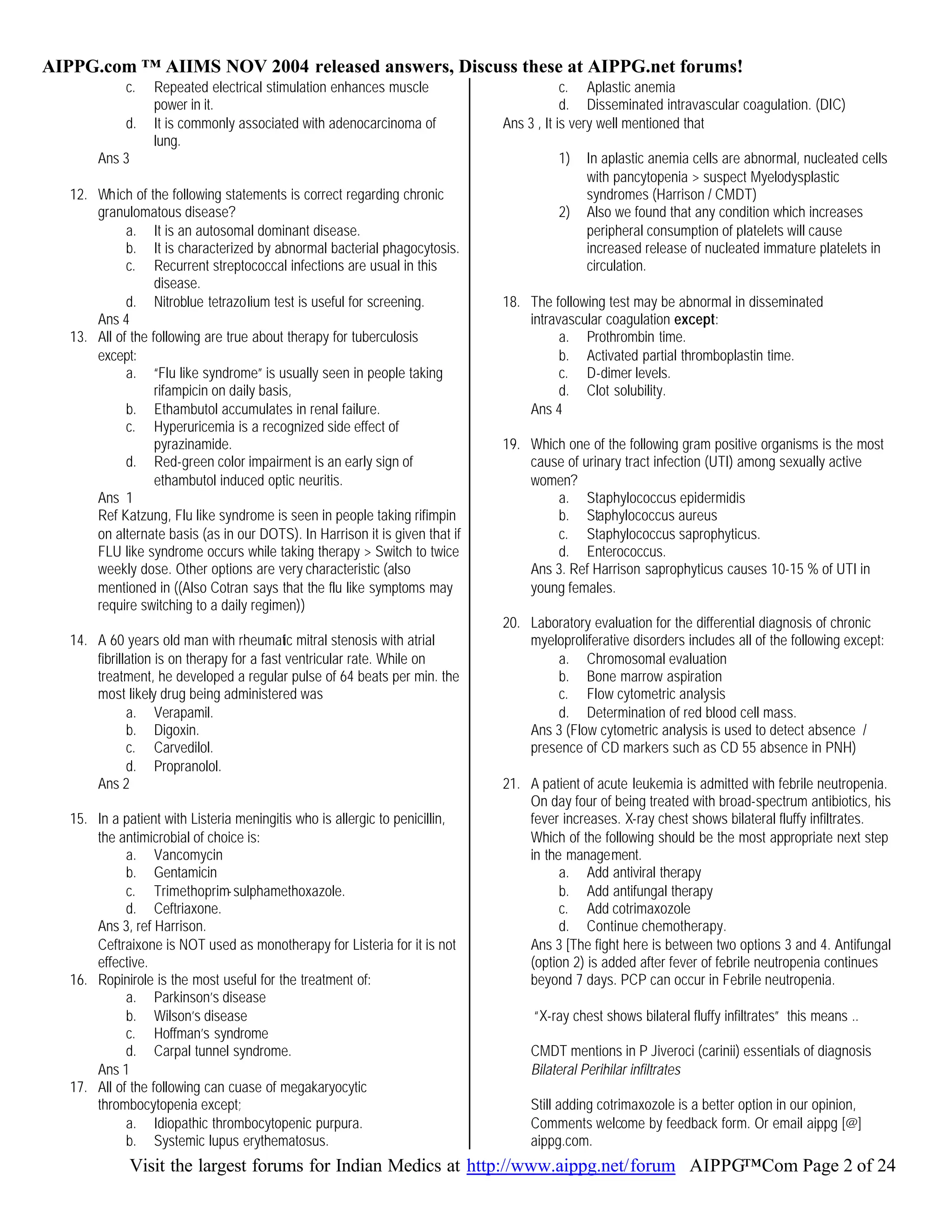 Aiims questions with answers nov -2004 | PDF