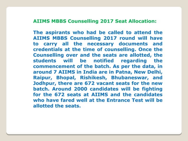 Aiims mbbs counseling_2017 | PPT