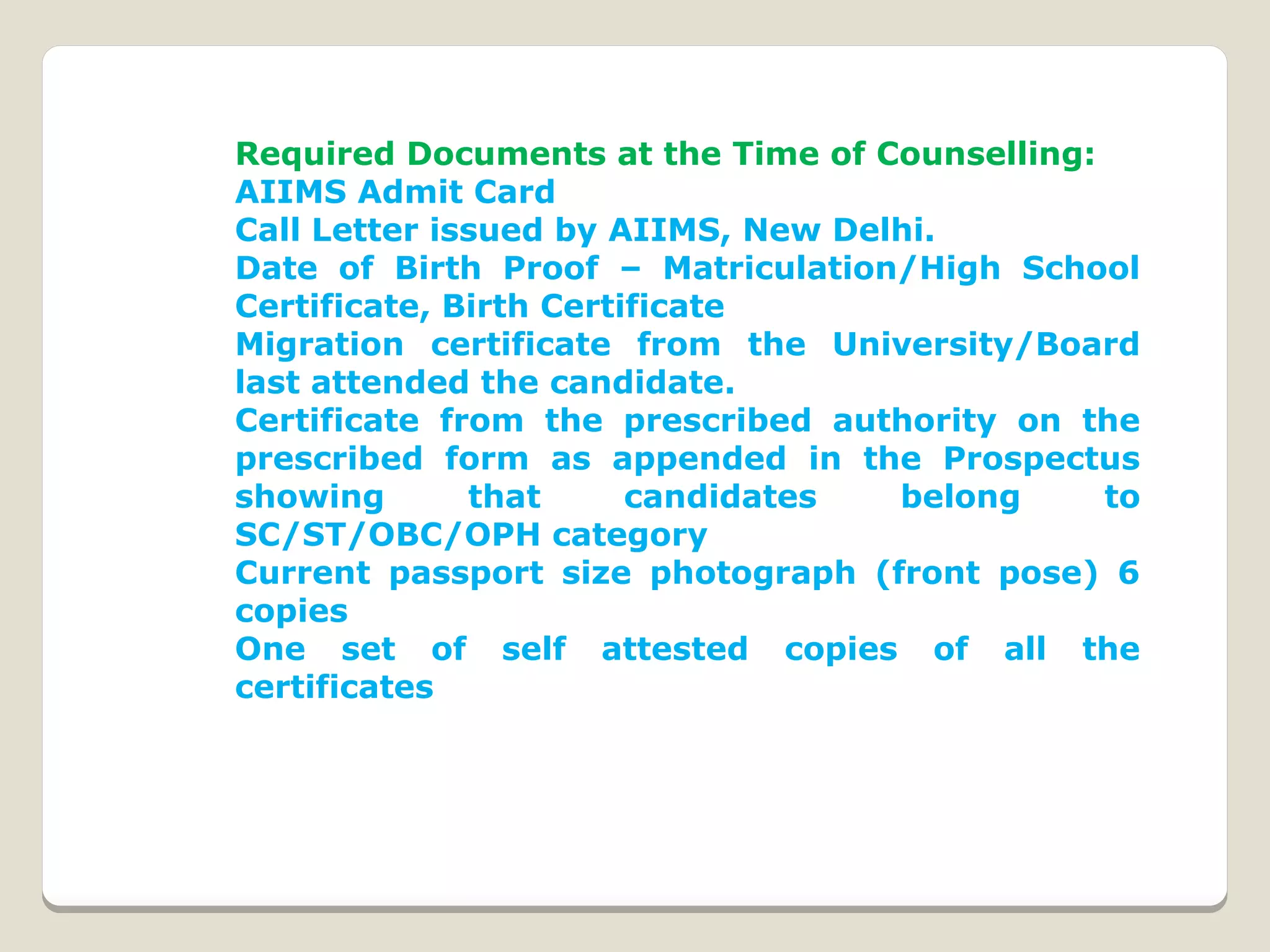 Aiims mbbs counseling_2017 | PDF