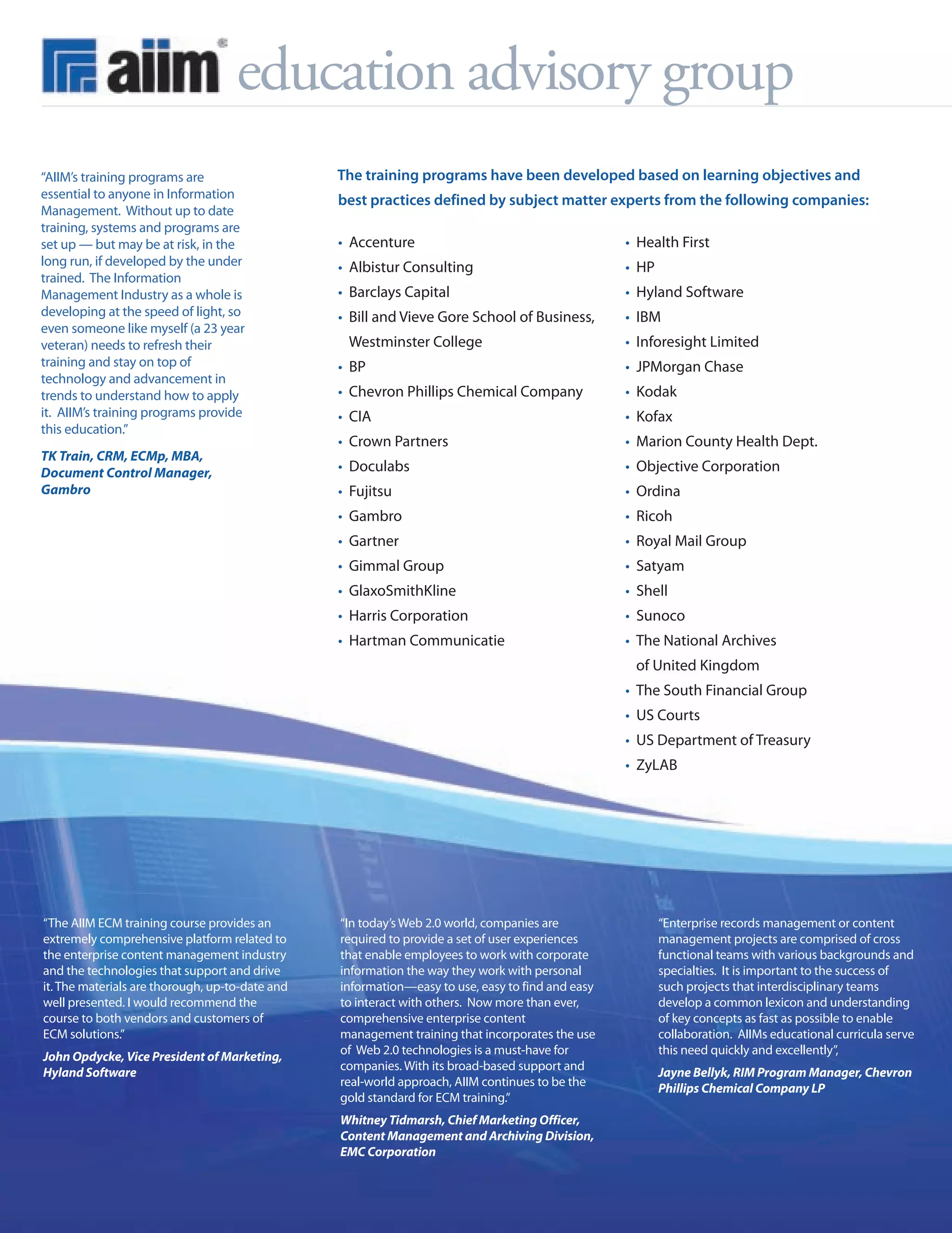 AIIM Training Brochure | PDF