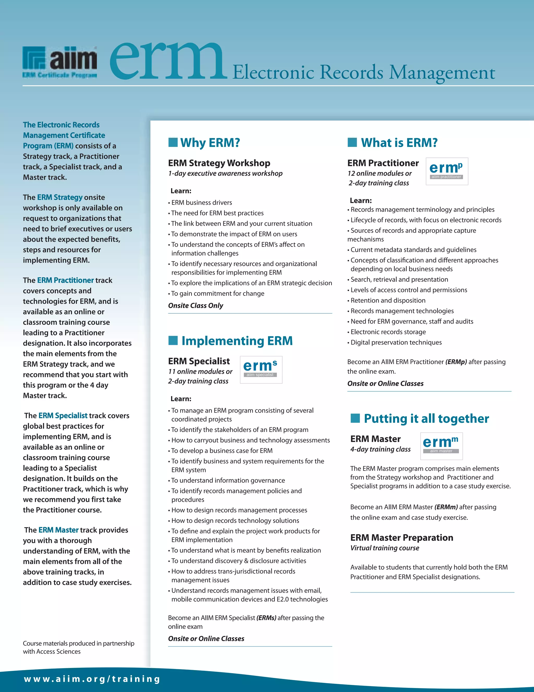 AIIM Training Brochure | PDF