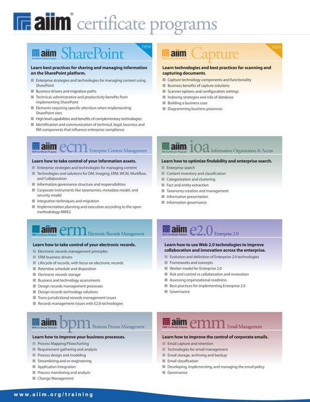 AIIM Training Brochure | PDF