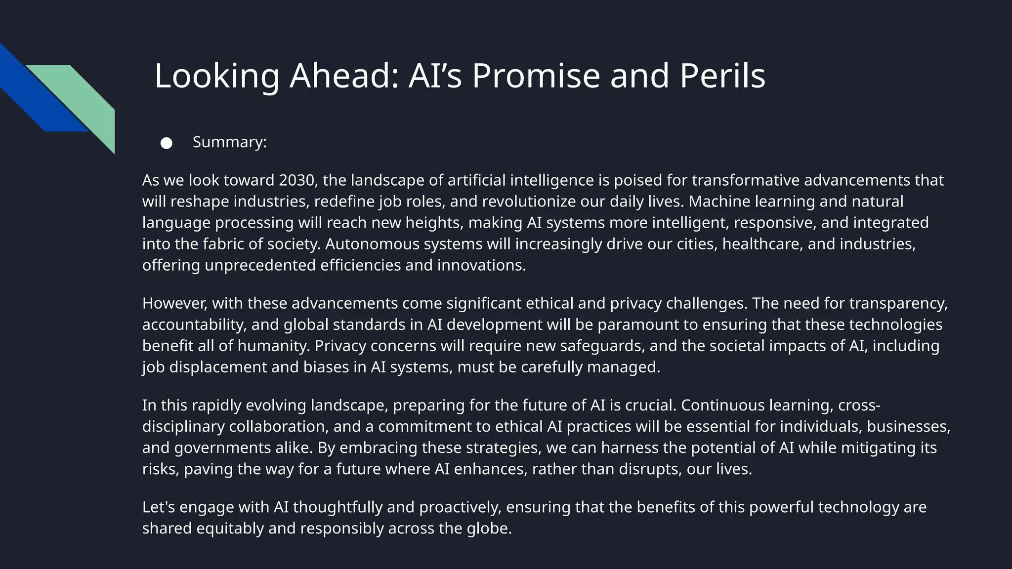 AI in 2030: Predicting the technological Landscape | PPTX