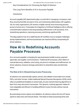 AI in Accounts Payable: How to Navigate Challenges and Maximize ROI | PDF