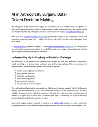 AI in Arthroplasty Surgery Data-Driven Decision Making.pptx