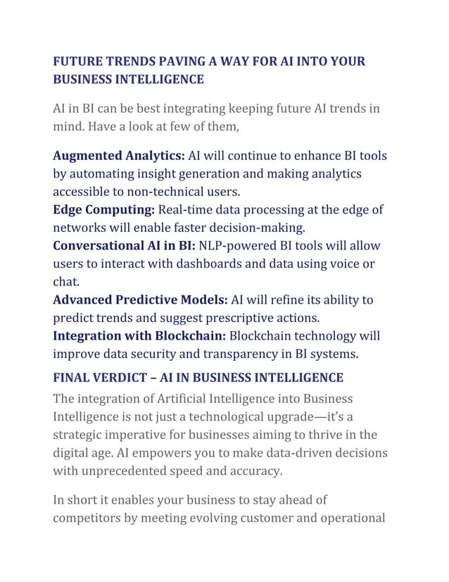 AI in Business Intelligence-Responsibility | PDF