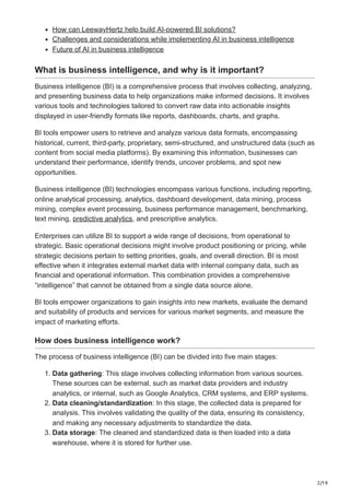 AI in Business Intelligence Impact use cases and implementation | PDF