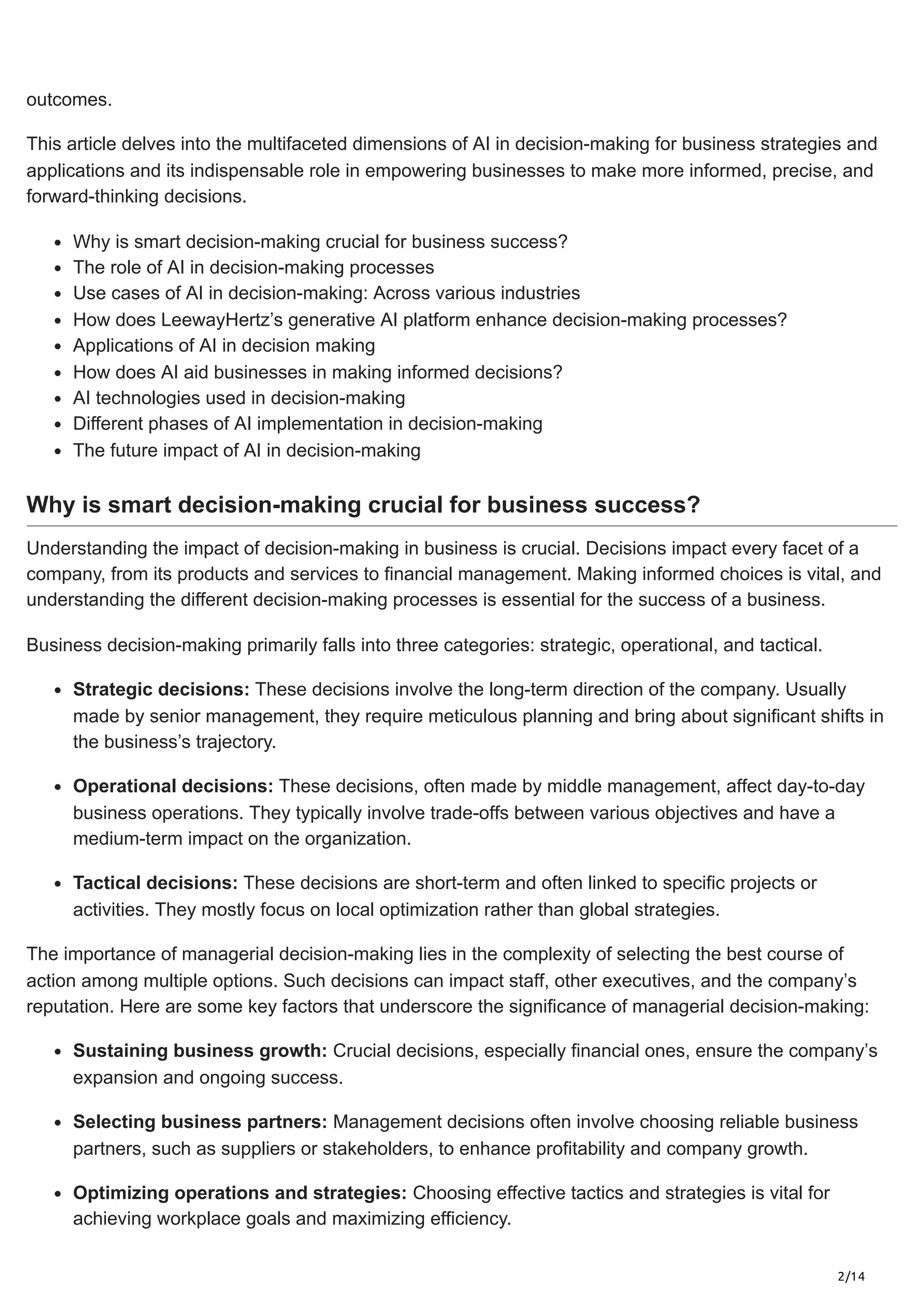 AI IN DECISION MAKING: NAVIGATING THE NEW FRONTIER OF SMART BUSINESS ...