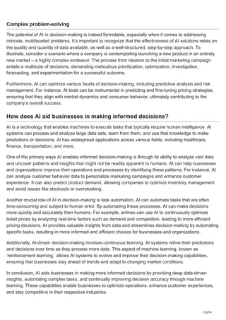 AI IN DECISION MAKING: NAVIGATING THE NEW FRONTIER OF SMART BUSINESS DECISIONS | PDF