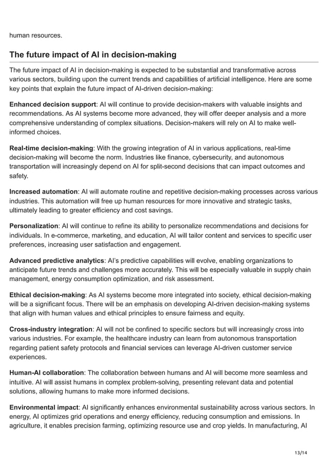 AI IN DECISION MAKING: NAVIGATING THE NEW FRONTIER OF SMART BUSINESS DECISIONS | PDF