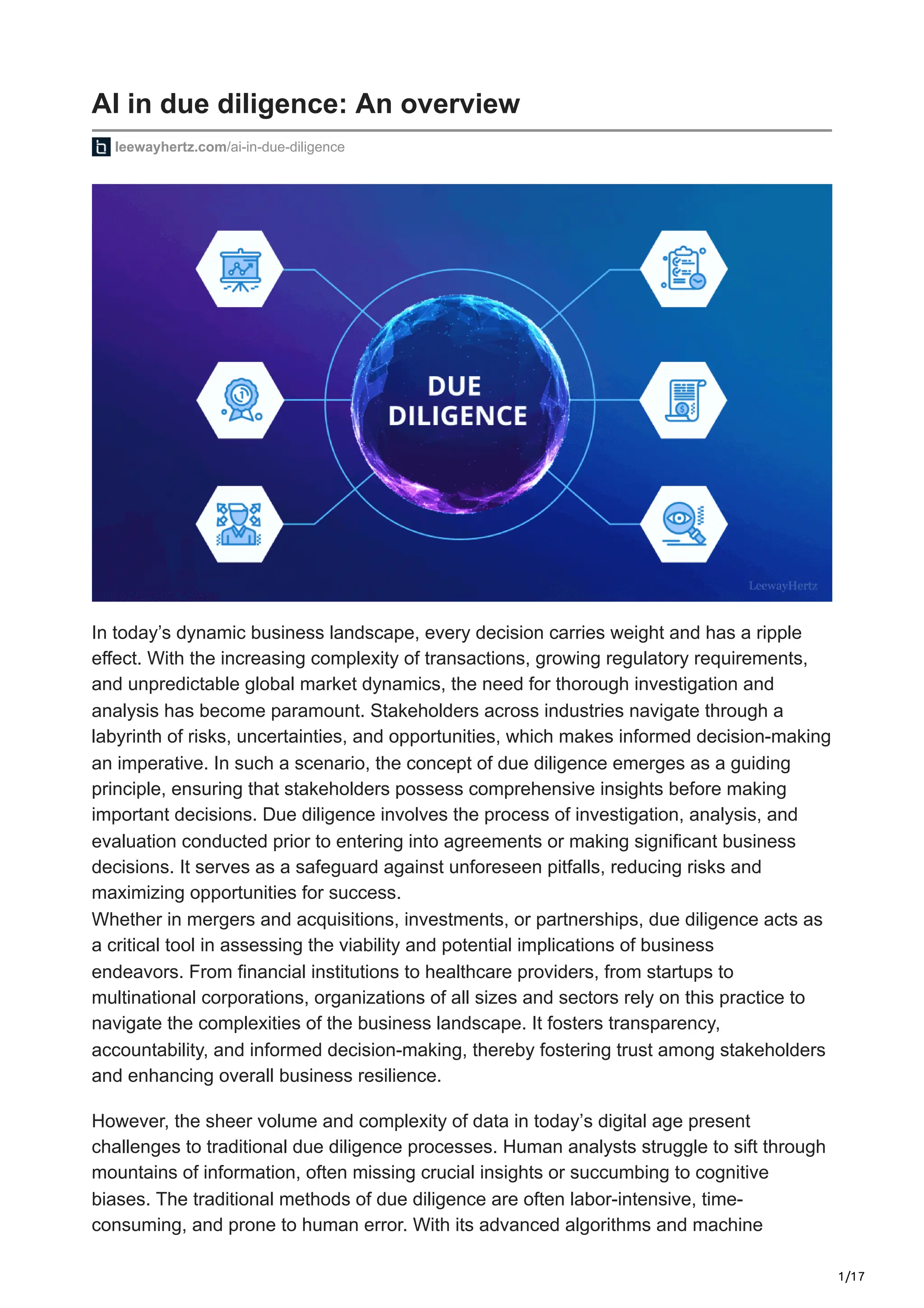 Artificial Intelligence in due diligence | PDF