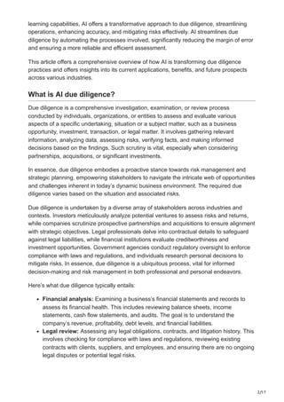 Artificial Intelligence in due diligence | PDF