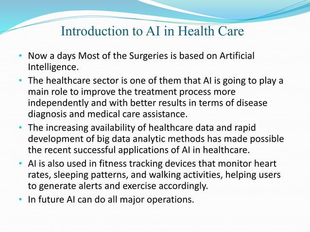 Ai in healthcare | PPTX | Healthcare Industry | Industries