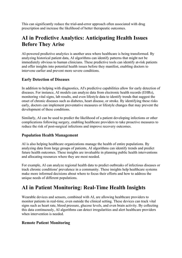 AI in Healthcare : Revolutionizing Patient Care | DOCX