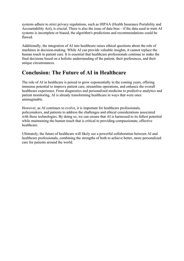 AI in Healthcare : Revolutionizing Patient Care | DOCX