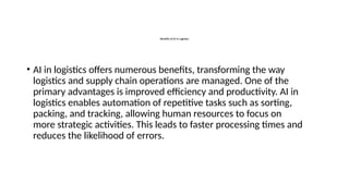 "Revolutionizing Logistics: AI in Transportation" | PPTX