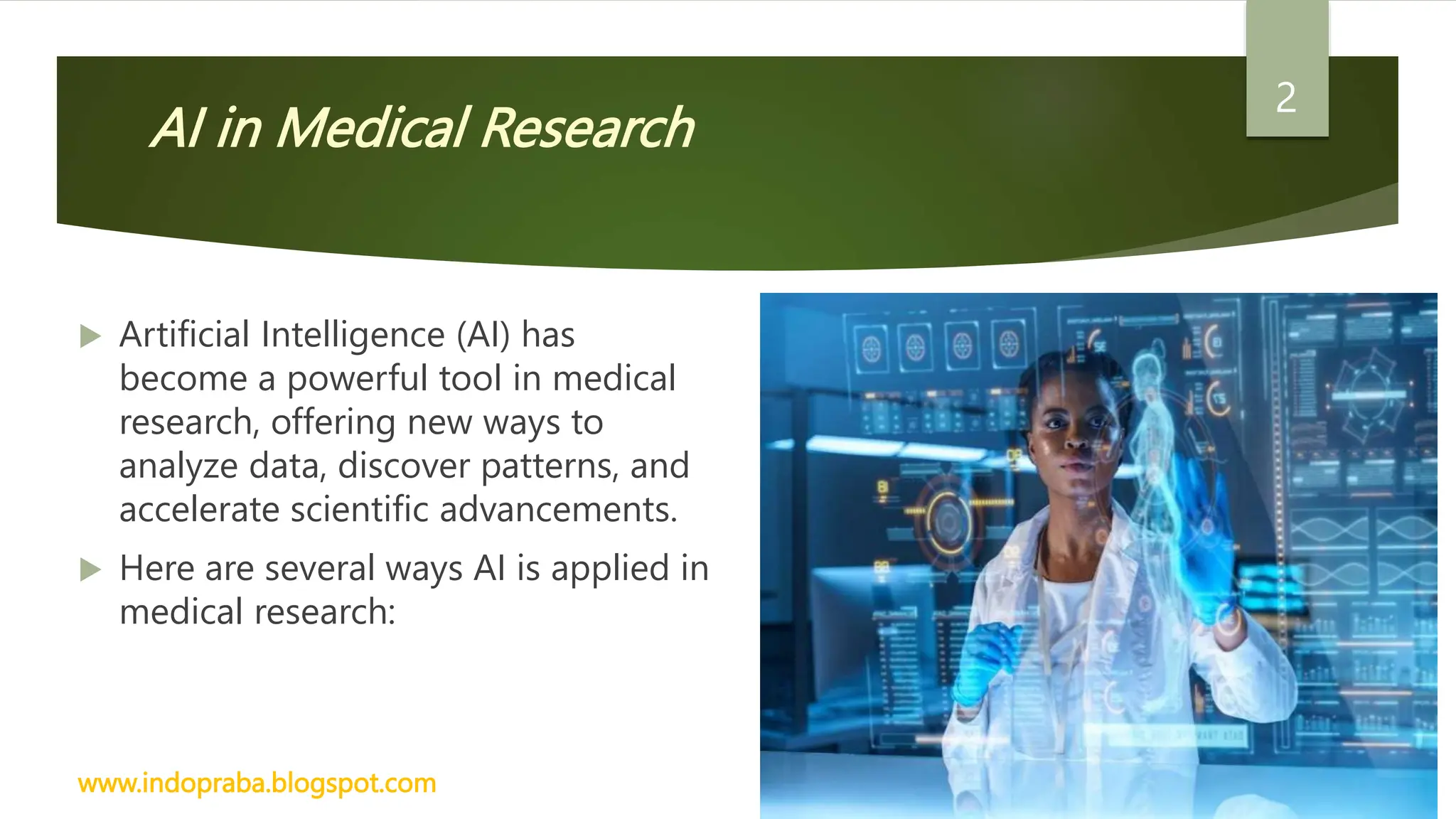 AI in Medical Research.pptx Artificial Intelligence in Medical Research ...