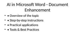 Effective AI in Microsoft Office Applications | PPT