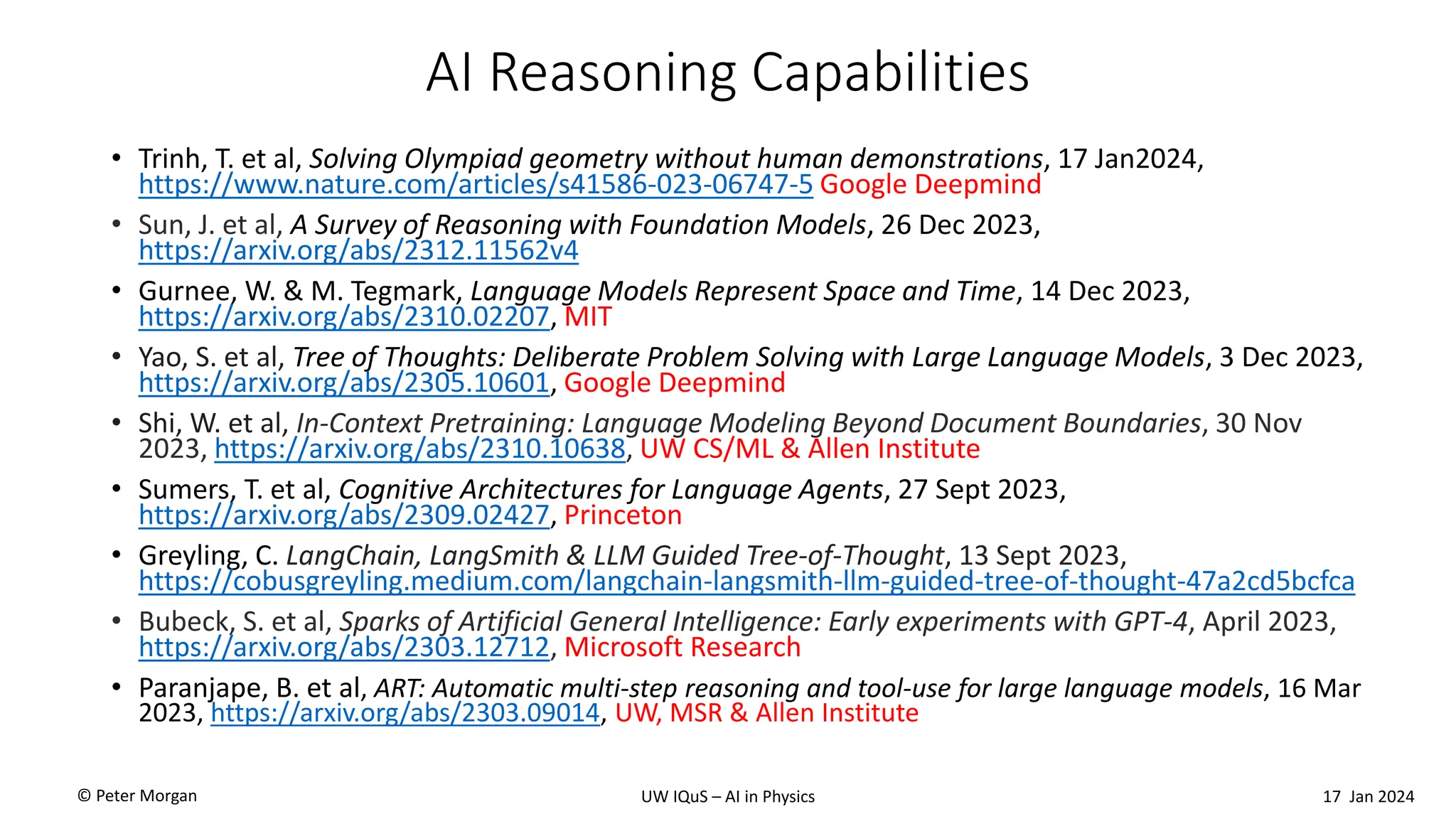 AI in Physics - University of Washington, Jan 2024 | PPTX