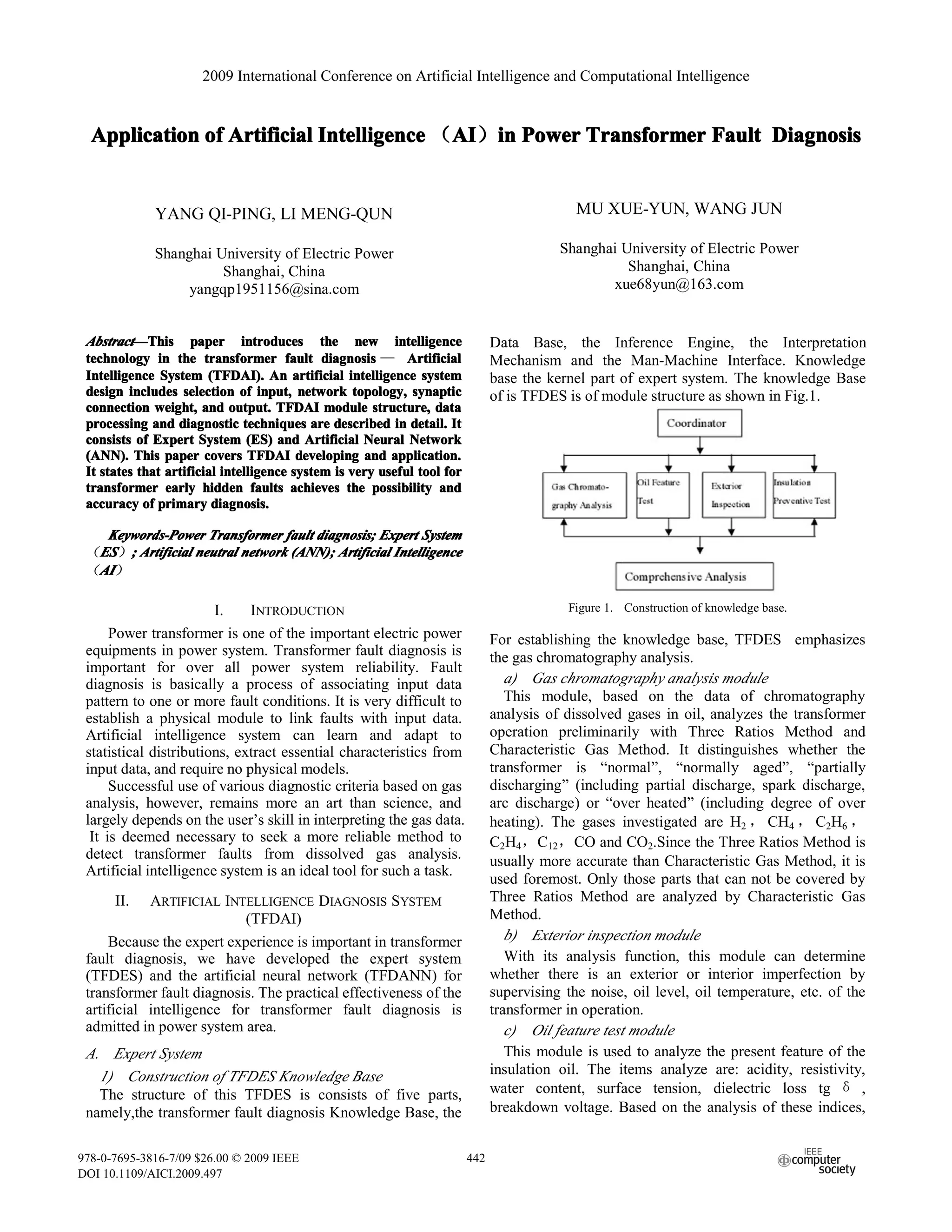 (Ai) in power transformer fault diagnosis | PDF