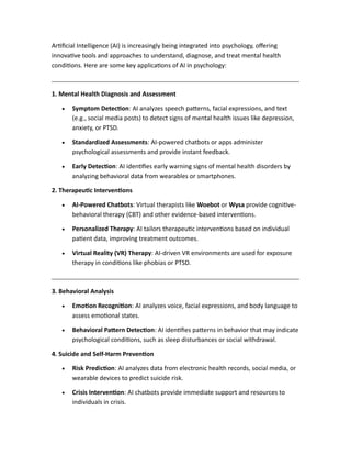 ai in psychology applications and techniques | PDF